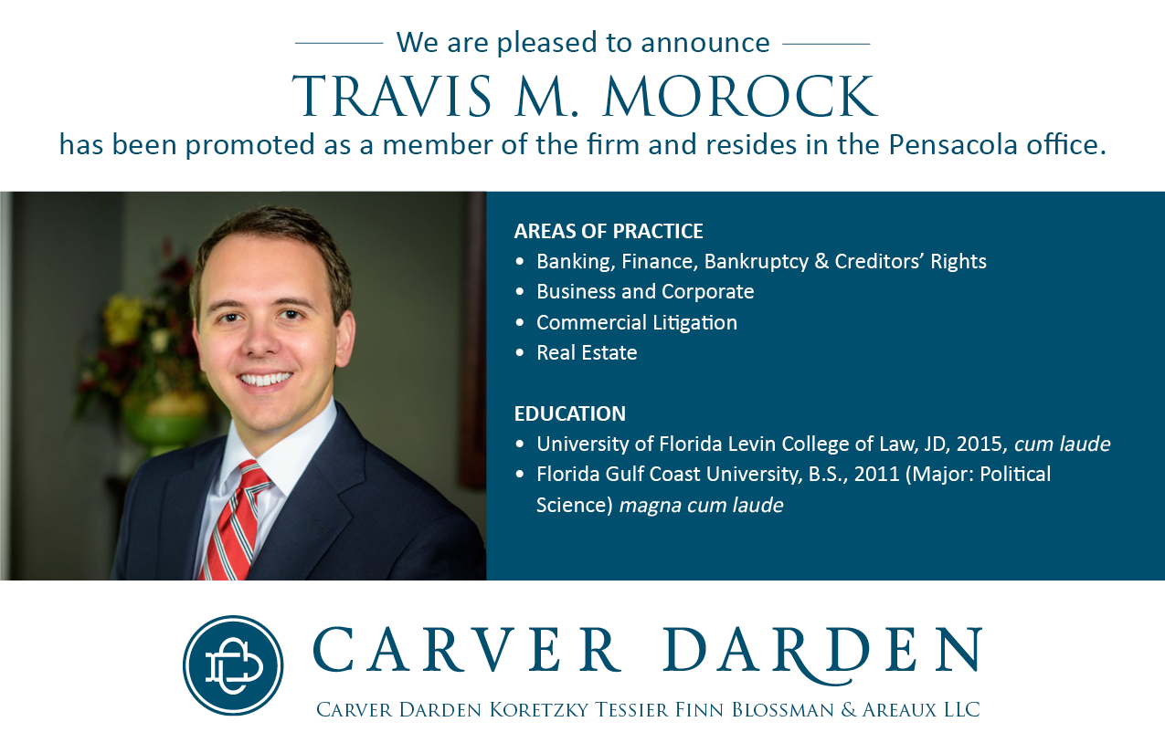 Travis M. Morock Named Member at Carver Darden